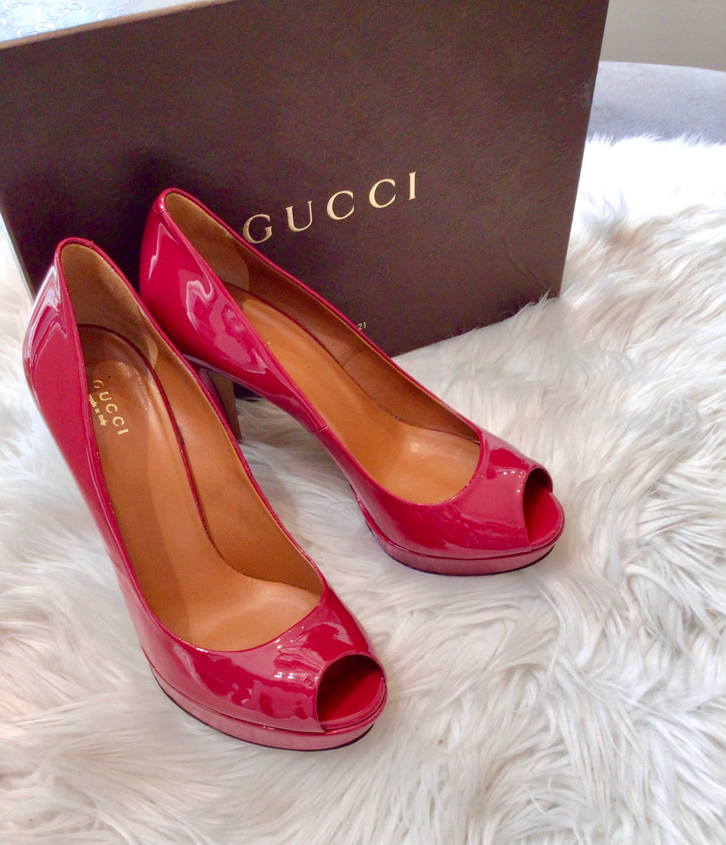 Gucci Red Patent Peeptoe Pumps – By Consignment